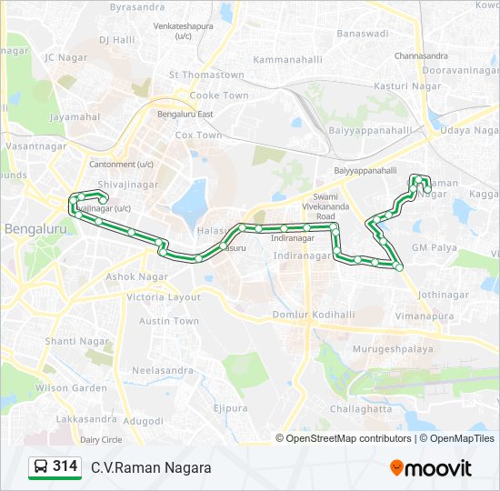 314 Route: Schedules, Stops & Maps - C.V.Raman Nagara (Updated)