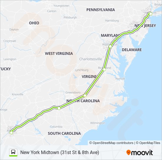 Ruta flixbus n2470: horarios, paradas y mapas - New York Midtown (31st ...
