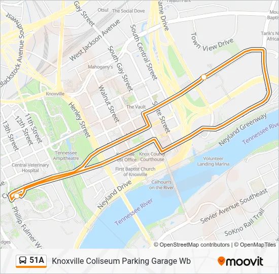 51A Route: Schedules, Stops & Maps - Knoxville Coliseum Parking Garage ...