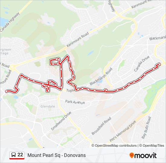 22 Route: Schedules, Stops & Maps - Mount Pearl Sq - Donovans (Updated)