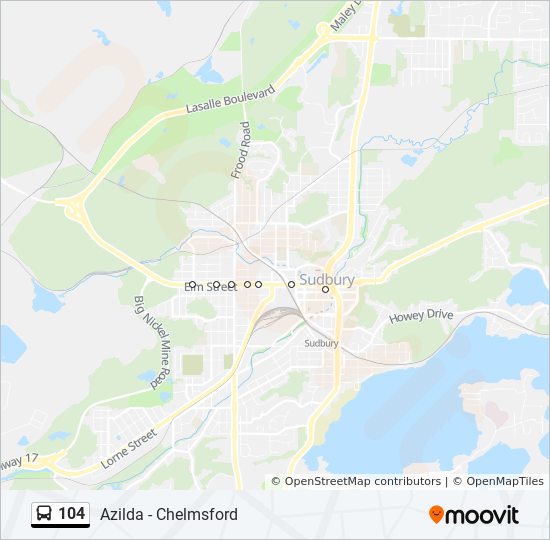 104 Route: Schedules, Stops & Maps - Azilda/Chelmsford (Updated)