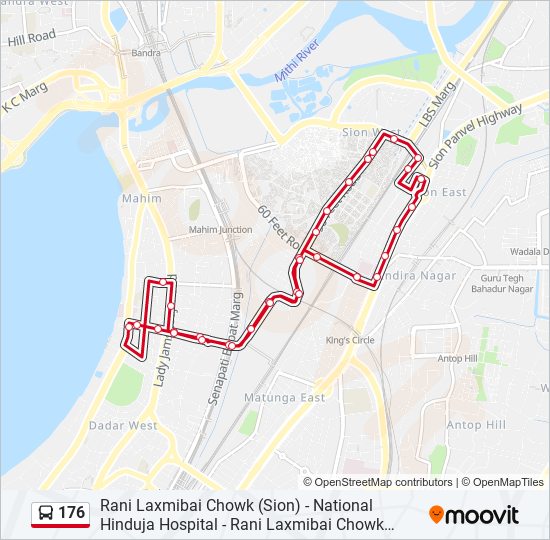 176 Route: Schedules, Stops & Maps - Rani Laxmibai Chowk (Sion ...