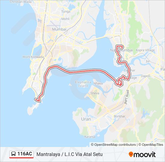 116AC Route: Schedules, Stops & Maps - Mantralaya / L.I.C Via Atal Setu ...