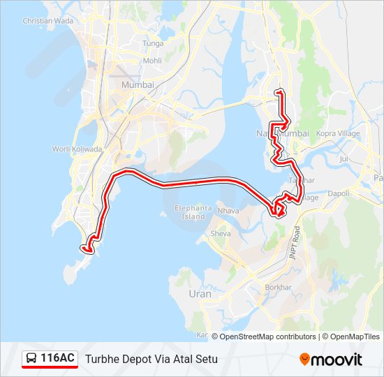 116AC Route: Schedules, Stops & Maps - Turbhe Depot Via Atal Setu (Updated)