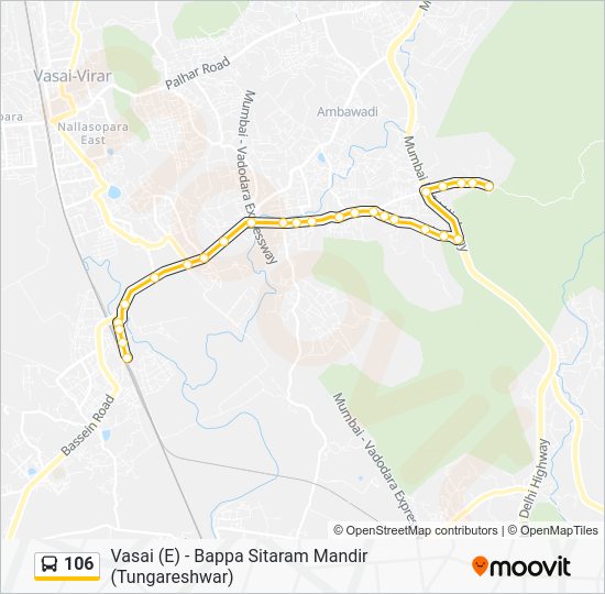 106 Route: Schedules, Stops & Maps - Bappa Sitaram Mandir (Tungareshwar ...