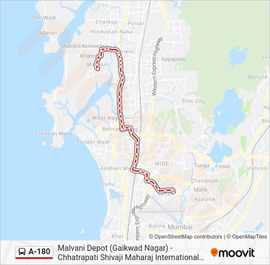 A180 Route: Schedules, Stops & Maps - Malvani Depot (Gaikwad Nagar ...