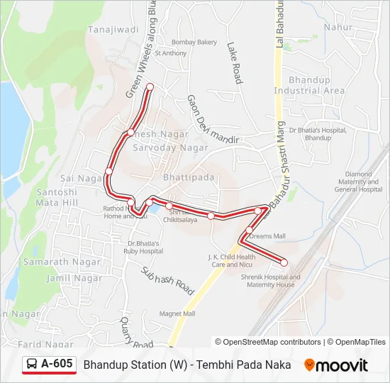A605 Route: Schedules, Stops & Maps - Tembhi Pada Naka (Updated)