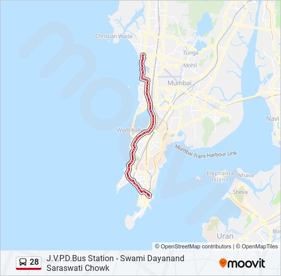 28 Route: Schedules, Stops & Maps - J.V.P.D.Bus Station (Updated)