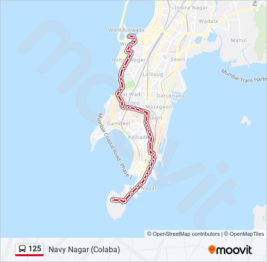 125 Route: Schedules, Stops & Maps - Navy Nagar (Colaba) (Updated)