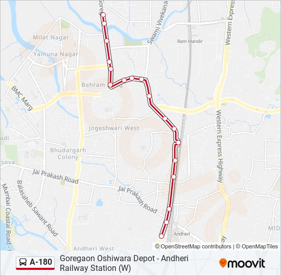 a180 Route: Schedules, Stops & Maps - Andheri Railway Station (W) (Updated)