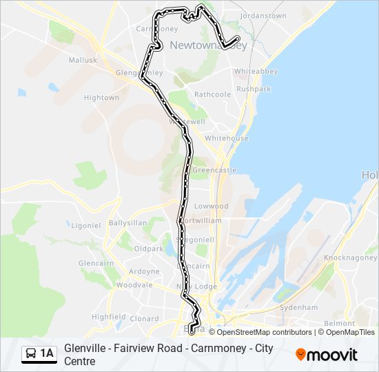 1a Route: Schedules, Stops & Maps - City Centre - Carnmoney - Fairview ...