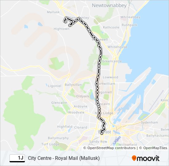 1j Route: Schedules, Stops & Maps - City Centre - Royal Mail (Mallusk ...