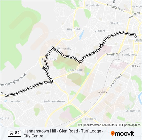 82 Route: Schedules, Stops & Maps - City Centre - Turf Lodge - Glen ...
