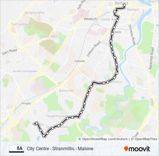 8a Route: Schedules, Stops & Maps - City Centre - Stranmillis - Malone ...