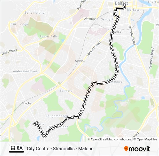 8A Route: Schedules, Stops & Maps - City Centre - Stranmillis - Malone ...