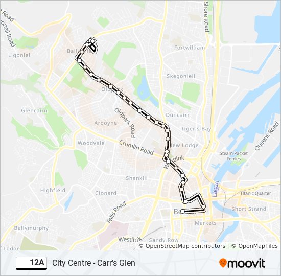 12a Route: Schedules, Stops & Maps - City Centre - Carr's Glen (Updated)