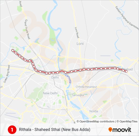 1 Route: Schedules, Stops & Maps - Shaheed Sthal (New Bus Adda) (Updated)