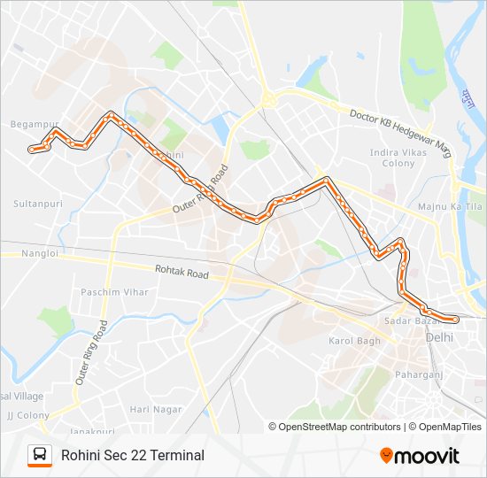 102 Route: Schedules, Stops & Maps - Rohini Sec 22 Terminal (Updated)
