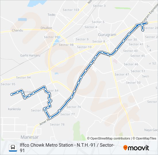 135B Route: Schedules, Stops & Maps - IFFCO Chowk Metro Station (Updated)