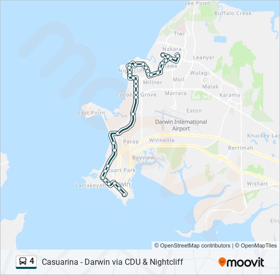 4 Route: Schedules, Stops & Maps - Casuarina Via Nightcliff (Updated)