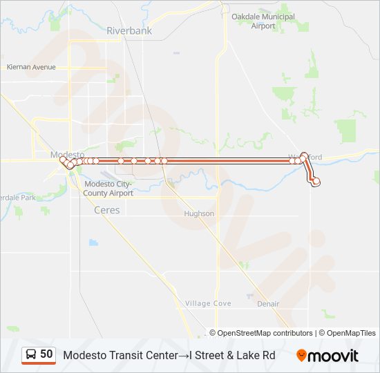 Ruta 50: horarios, paradas y mapas - Modesto Transit Center‎→I Street ...