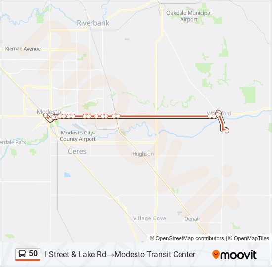50 Route: Schedules, Stops & Maps - I Street & Lake Rd‎→Modesto Transit ...