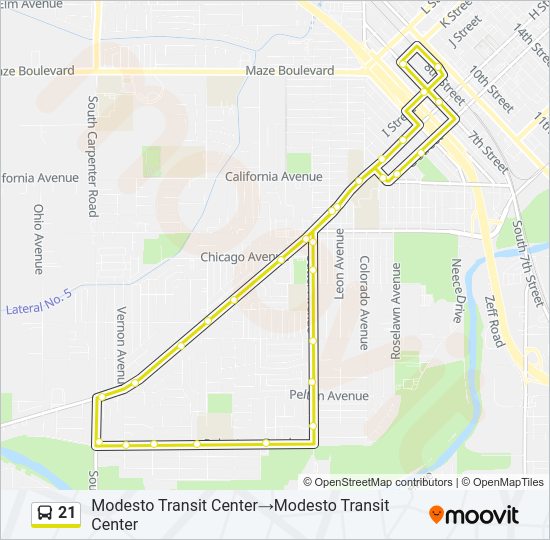 21 Route: Schedules, Stops & Maps - Modesto Transit Center‎→Modesto ...