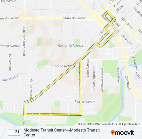 21 Route: Schedules, Stops & Maps - Modesto Transit Center‎→Modesto ...