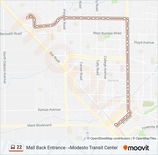 22 Route: Schedules, Stops & Maps - Mall Back Entrance‎→Modesto Transit ...