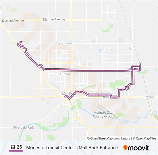 25 Route: Schedules, Stops & Maps - Modesto Transit Center‎→Mall Back ...