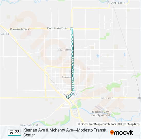 23 Route: Schedules, Stops & Maps - Kiernan Ave & Mchenry Ave‎→Modesto ...