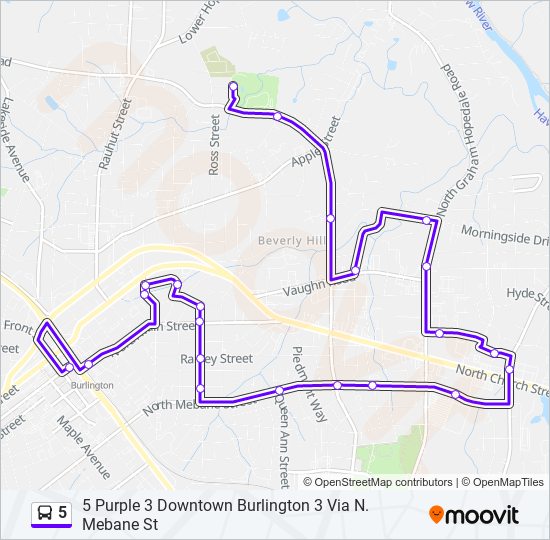 5 Route: Schedules, Stops & Maps - 5 Purple 3 Downtown Burlington 3 Via ...