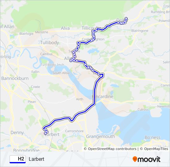 h2 Route: Schedules, Stops & Maps - Larbert (Updated)
