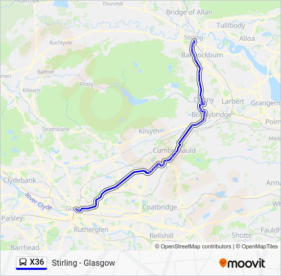 X36 Route: Schedules, Stops & Maps - Glasgow (Updated)