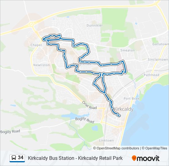 34 Route: Schedules, Stops & Maps - Kirkcaldy (Updated)