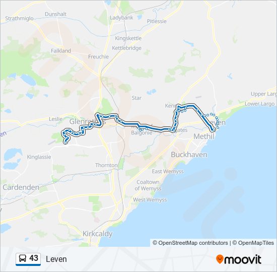 43 Route: Schedules, Stops & Maps - Leven (Updated)