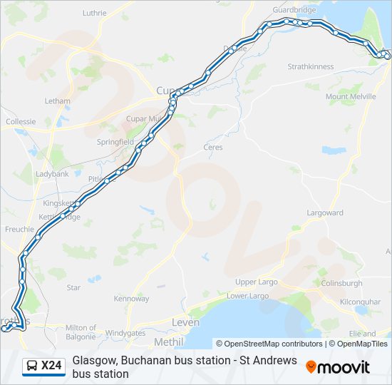 X24 Route: Schedules, Stops & Maps - Glenrothes (Updated)