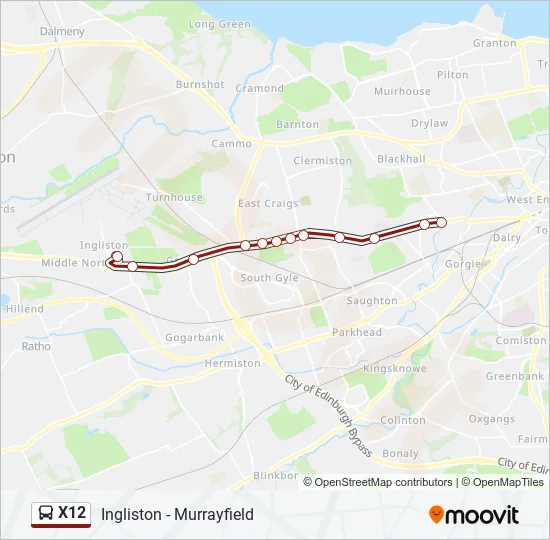 X12 Route: Schedules, Stops & Maps - Murrayfield (Updated)