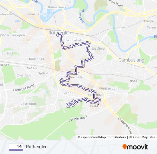 14 Route: Schedules, Stops & Maps - Rutherglen (Updated)