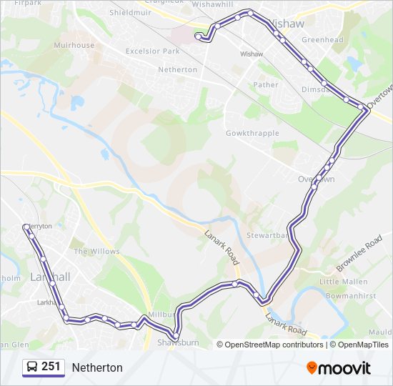 251 Route: Schedules, Stops & Maps - Netherton (Updated)