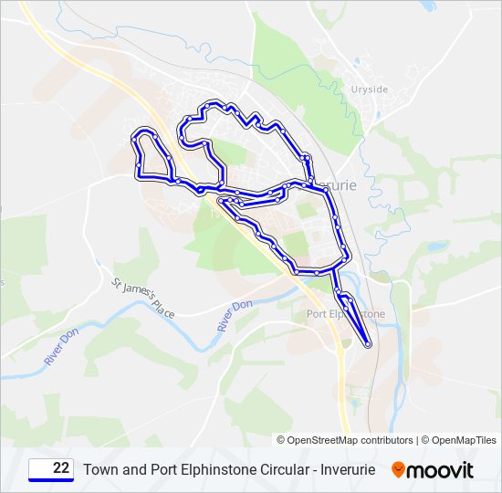 22 Route: Schedules, Stops & Maps - Inverurie (Updated)