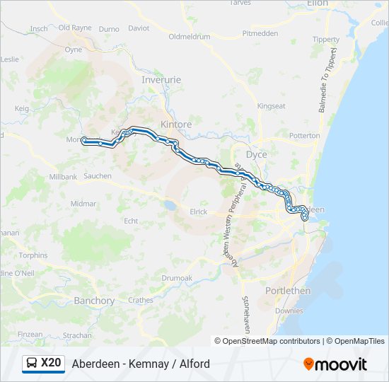 X20 Route: Schedules, Stops & Maps - Monymusk (Updated)