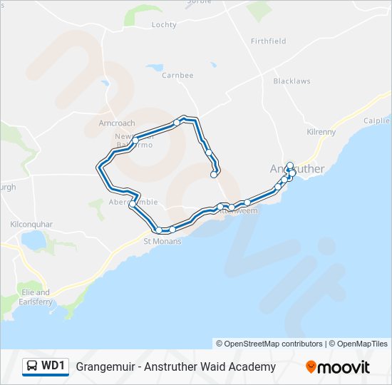 WD1 Route: Schedules, Stops & Maps - Anstruther (Updated)