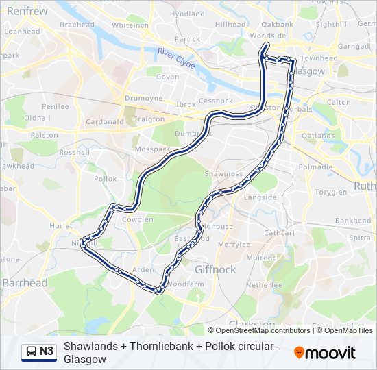 n3 Route: Schedules, Stops & Maps - Glasgow (Updated)