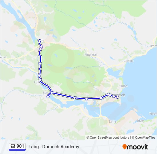 901 Route: Schedules, Stops & Maps - Lairg (Updated)
