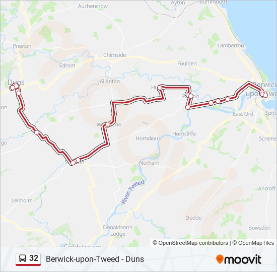32 Route: Schedules, Stops & Maps - Duns (Updated)