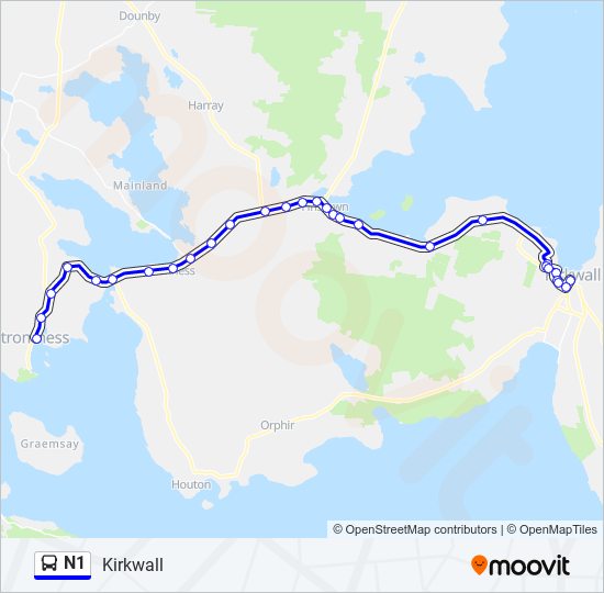 N1 Route: Schedules, Stops & Maps - Kirkwall (Updated)