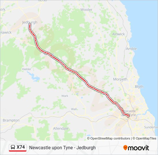 X74 Route: Schedules, Stops & Maps - Jedburgh (Updated)