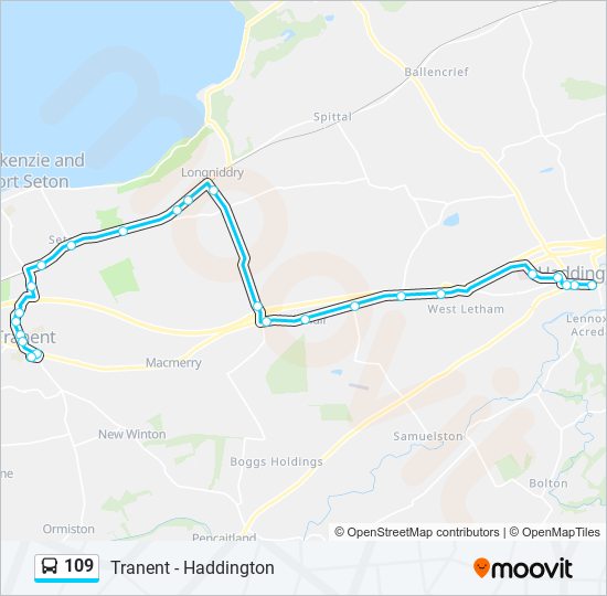 109 Route: Schedules, Stops & Maps - Tranent (Updated)