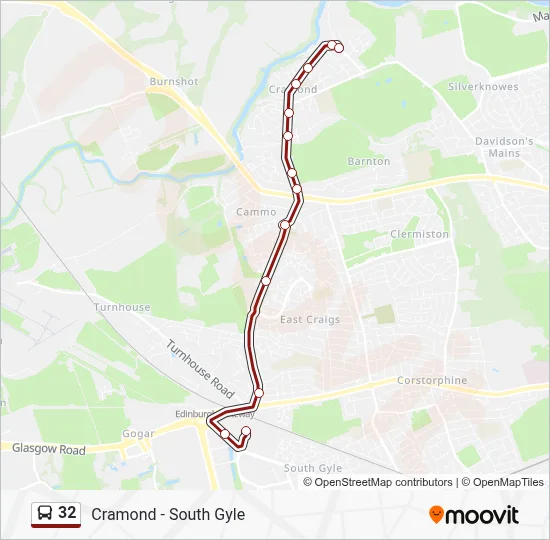 32 Route: Schedules, Stops & Maps - South Gyle (Updated)
